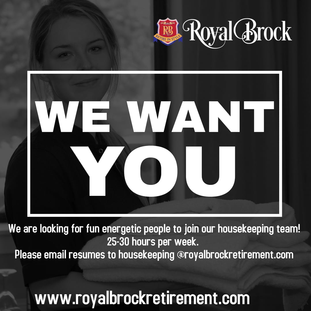 We're Hiring Housekeepers! | Royal Brock: Brockville Retirement ...